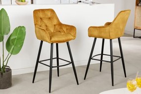 Barová židle Milano hořčičný žlutý samet/ 41959