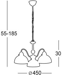 Kolarz 731.83.70 - Lustr na řetězu NONNA 3xE27/75W/230V červená