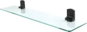 Spirella TAKU nástěnná polička 60 cm matná černá / ocel / sklo