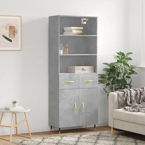 Skříň highboard betonově šedá 69,5x34x180 cm kompozitní dřevo
