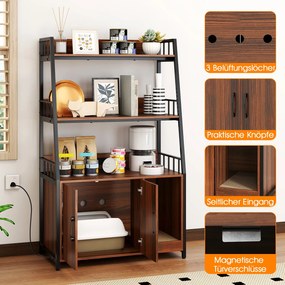 Costway Skříň pro kočky s nabíjecí stanicí na knihy 3 rovná – 80 × 40 × 132 cm