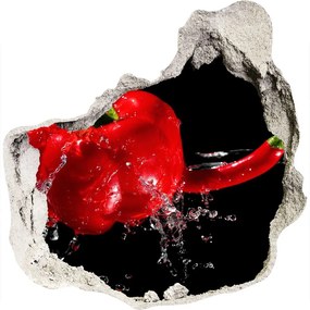 Wallmuralia Nálepka 3D díra na zeď Červené papriky 75x75 cm