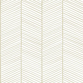 Bílo-zlatá vliesová tapeta pruhy, proužky 139135, Art Deco, Esta