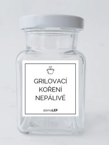 Samolepka na kořenky GRILOVACÍ KOŘENÍ NEPÁLIVÉ bílá 5 × 5 cm základní písmo