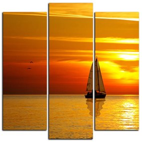 Obraz na plátně - Loď při západu slunce - čtverec 3247C (75x75 cm)