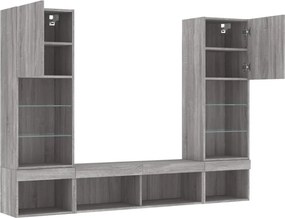5dílná obývací stěna s LED šedá sonoma kompozitní dřevo 3216695