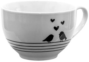 Porcelánový šálek s podšálkem bílý Birds 220 ml (Clayre &amp; Eef)