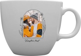 Personalizovaný MEGA XXL keramický hrnek 1000 ml s květinovým orámováním