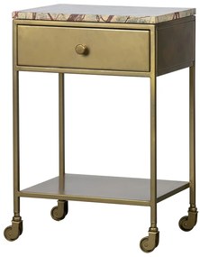 Odkládací stolek na kolečkách clinic 68 x 45 x 35 cm zlatý MUZZA