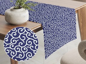Biante Bavlněný běhoun na stůl Sandra SA-257 Ornamenty na tmavě modrém 20x140 cm