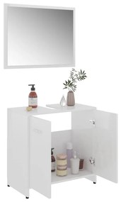 4dílný set koupelnového nábytku - dřevotříska | bílý s vysokým leskem
