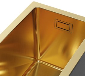 Erga HD, 1-komorový ocelový dřez 220x440x210 mm, broušená zlatá, ERG-MLS-HD2244G
