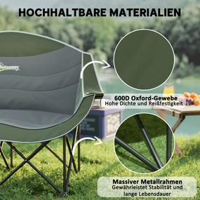 Skládací židle skládací 2místná kempingová židle s držákem na kelímek Přepravní taška s nosností až 250 kg Zelená barva