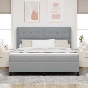 Postel s boxspringem s čelo Světle šedá 200 x 180 cm textil 3341658