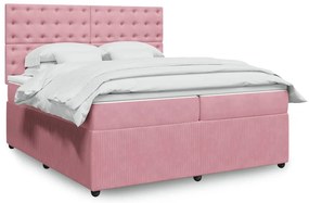 Box spring postel s matrací růžová 200x200 cm samet 3294747