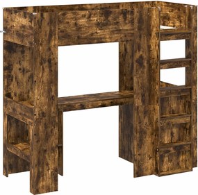Rám patrové postele se stolem s policí Kouřový dub 75 x 190 cm 3410431