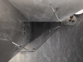 Mexen Lunar, pětiúhelníkový sprchový kout s levým sklonem 90 x 90 cm, 8mm čiré sklo, chromový profil, 831-090L-090P-01-00-L