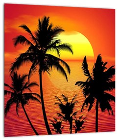 Obraz siluety ostrova s palmami (30x30 cm)