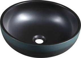 Sapho Priori - Umyvadlo na desku, průměr 41 cm, bez přepadu, černá/zelená PI039