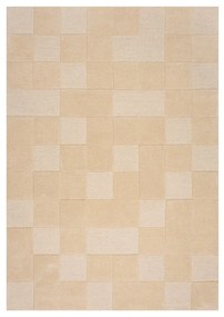 Béžový vlněný koberec 170x120 cm Checkerboard - Flair Rugs