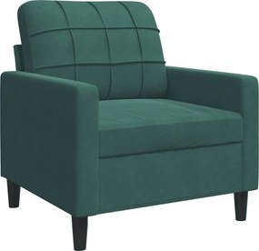 3dílná sedací souprava s poduškami a podhlavníky tmavě zelená 3278373