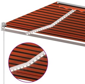 vidaXL Marketos Ručně zatahovací markýza s LED světlem 600x300 cm oranžovohnědá