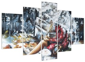 Obraz ženy pod deštníkem (150x105 cm)