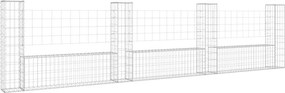 Gabionový koš ve tvaru U se 4 sloupky železo 380 x 20 x 100 cm 151277