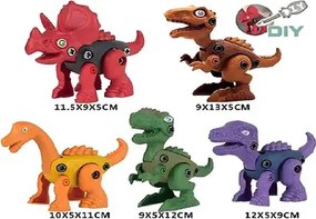 Dinosaurus šroubovací set s nástrojem / Stavebnice / 5 druhů k sestave