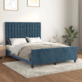 Rám postele bez matrace tmavě modrý 140x190 cm samet 3125999
