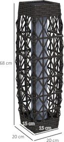 Zahradní solární světlo LED Outsunny s ratanem a světelným senzorem, šedé, s ochranou proti UV záření, pro venkovní použití |