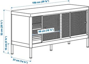 MACKAPÄR Úložná lavice s posuvnými dvířky, bílá, 100x37 cm