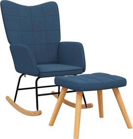 Houpací křeslo se stoličkou modré textil 328022