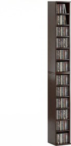 HOMCOM 2dílná sada sloupových regálů, úložný prostor na CD a DVD, 12 přihrádek, 21 x 22,5 x 88,5 cm, kapacita 204 CD, hnědá