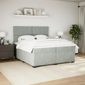 Box spring postel s matrací světle šedá 200x200 cm samet 3293296