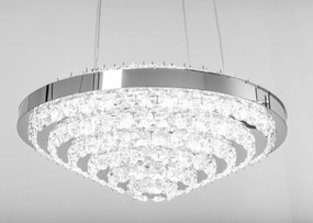 Toolight - Křišťálová závěsná lampa APP774-1CP + dálkové ovládání, chromová, OSW-05025