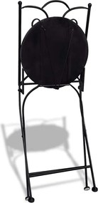 3dílný bistro set mozaikový keramický černý a bílý 271772