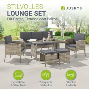 Juskys Polyratanová zahradní sestava Turin pro 7 osob Provedení: šedý melír