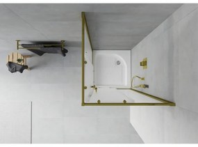 Mexen Rio čtvercový sprchový kout 70 x 70 cm, Vzor jinovatky, Zlatá + sprchová vanička Rio, Bílá - 860-070-070-50-30-4510
