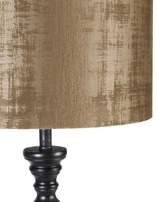 Klasická stojací lampa černá s hnědým odstínem 40 cm - Classico