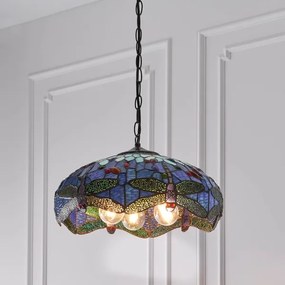 Endon 64080 - Lustr na řetězu Tiffany DRAGONFLY 3xE27/60W/230V pr. 41 cm