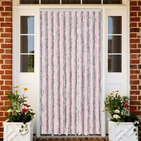 Závěs proti hmyzu stříbrošedý a růžový 90 x 220 cm žinylka