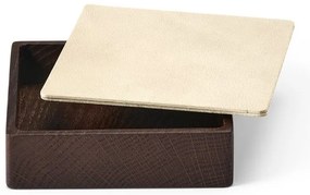Hnědý/krémový dřevěný/z eko kůže úložný box s víkem/dekorativní 11x11x3,5 cm Square Nupo – LIND DNA