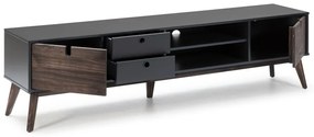 Antracitově šedý TV stolek s nohami z borovicového dřeva Marckeric Kiara