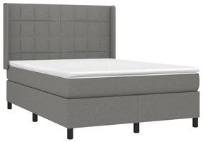 Box spring postel s matrací a LED tmavě šedá 140x200 cm textil,  3138318