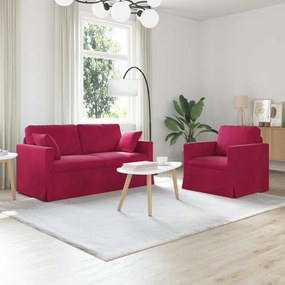 Set pohovek 2 ks Víno Červené samet 3407556