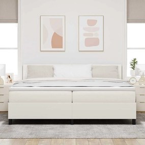Postel s boxspringem s čelo Krémová a bílá 200 x 200 cm 3337529