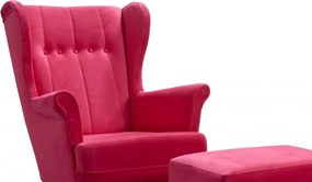 křeslo ušák Royal s taburetem, růžová (solo / přírodní)