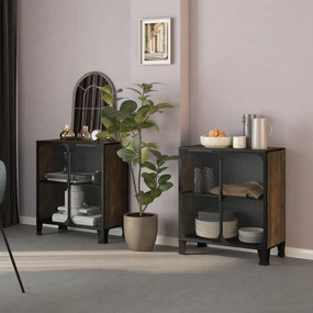 Úložné skříně 2 ks rustikálně hnědé 72 x 36 x 82 cm kov a MDF 3095969
