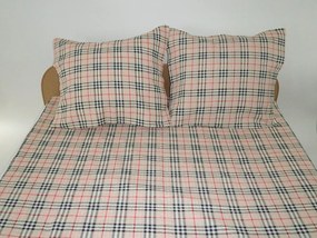 KARO Povlečení 160x200 46 Kontrola béžová černá červená knoflíky 100% bavlna silný lesk